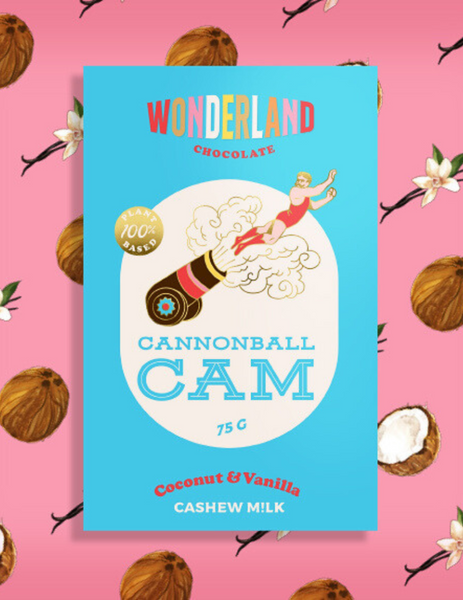 Cannonball Cam Coconut & Vanilla Cashew Milk Chocolate – Shop Wellington